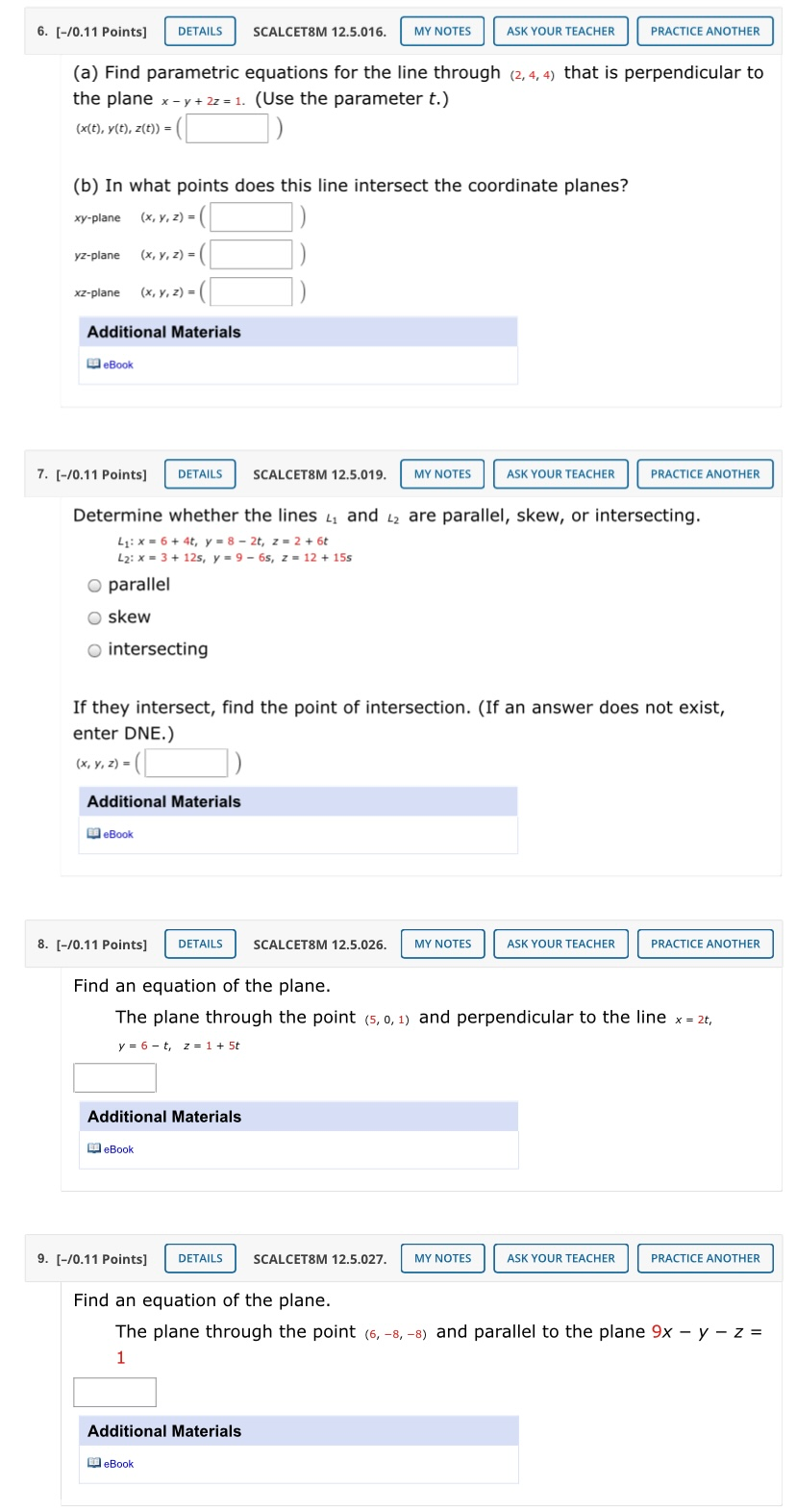 Solved 6. [-10.11 Points] DETAILS SCALCET8M 12.5.016. MY | Chegg.com