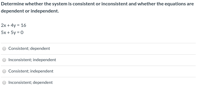 Solved Determine whether the system is consistent or | Chegg.com