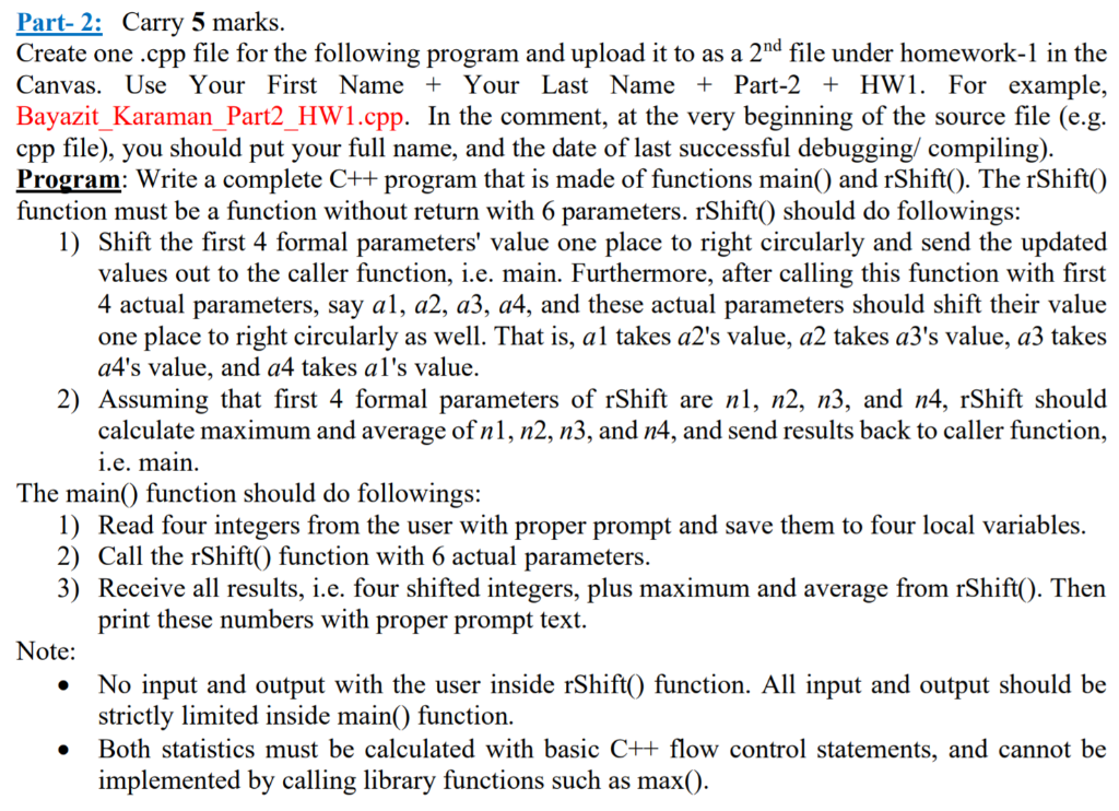 Solved Part-2: Carry 5 marks. Create one .cpp file for the | Chegg.com