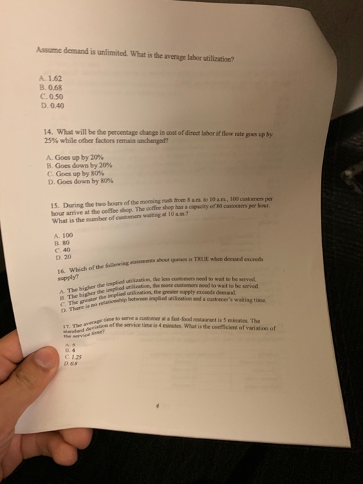 Solved Assume demand is unlimited. What is the average labor | Chegg.com