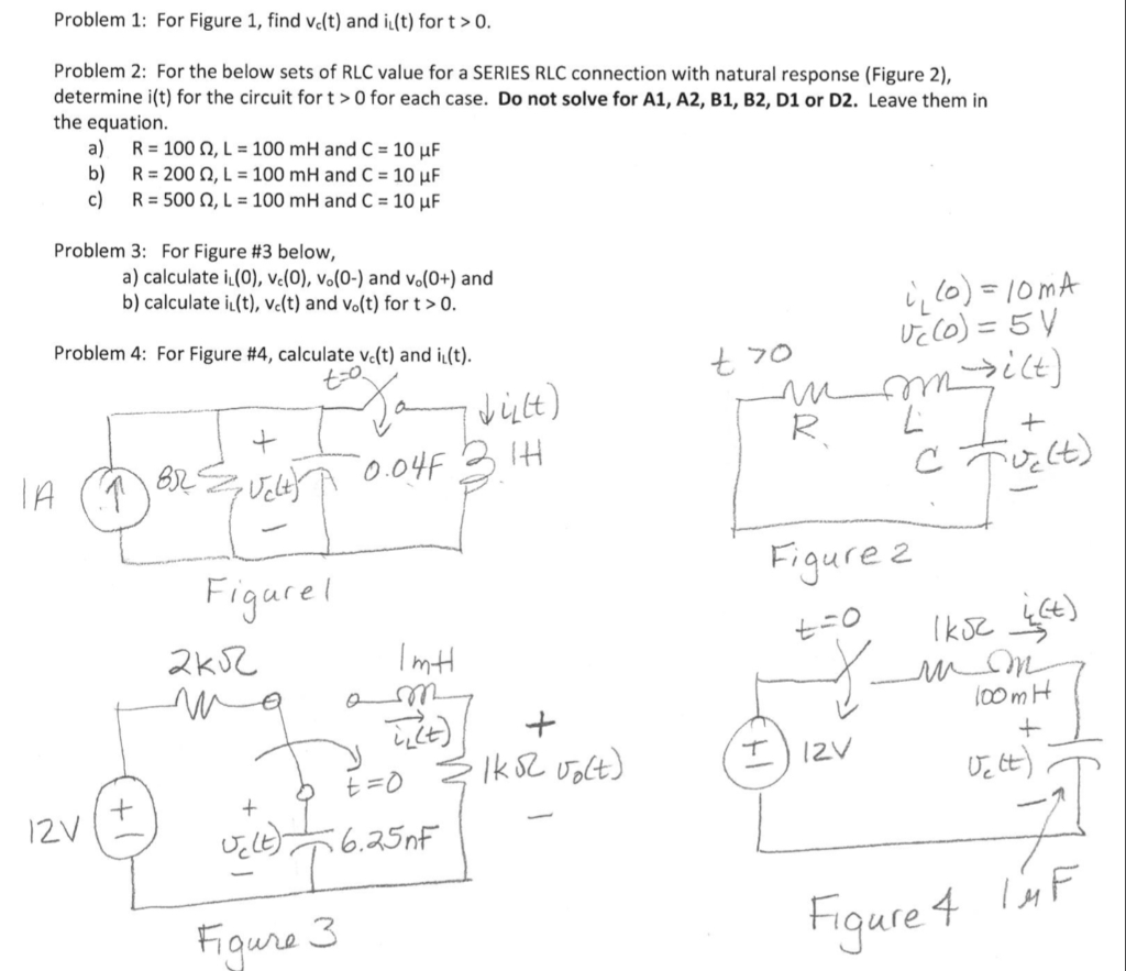 Solved Problem 1: For Figure 1, find vc(t) and i(t) fort > | Chegg.com Solved Problem 1: For Figure 1, find vc(t) and i(t) fort > | Chegg.com
