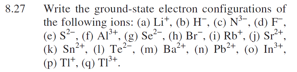 Solved 8.27 3+ 2- Write the ground-state electron | Chegg.com