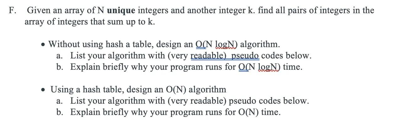 Solved F. Given an array of N unique integers and another | Chegg.com