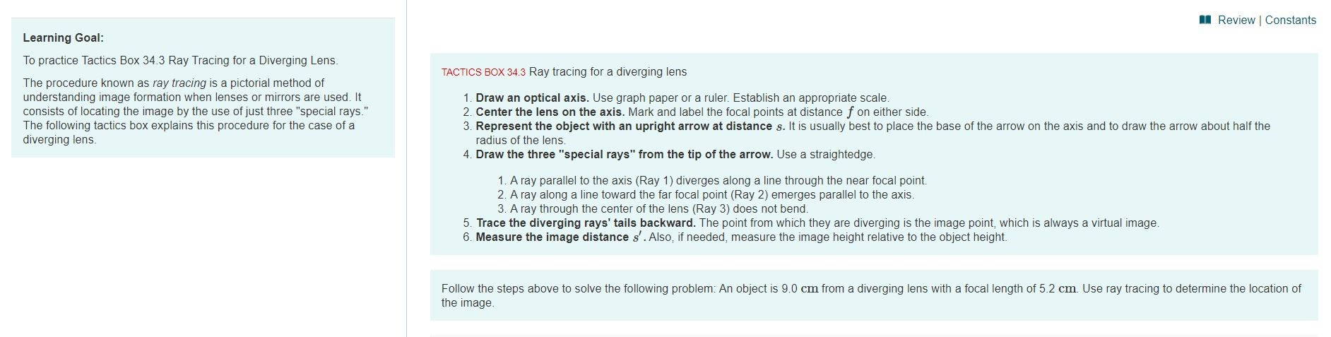 Solved M Review Constants TACTICS BOX 34.3 Ray tracing for a | Chegg.com