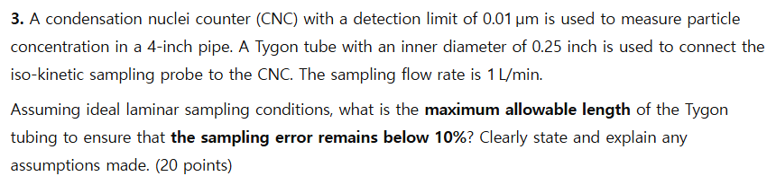 Solved A condensation nuclei counter (CNC) ﻿with a detection | Chegg.com