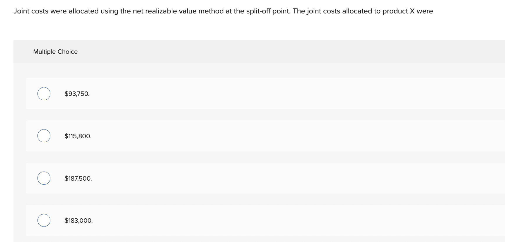 Solved Joint costs were allocated using the net realizable | Chegg.com