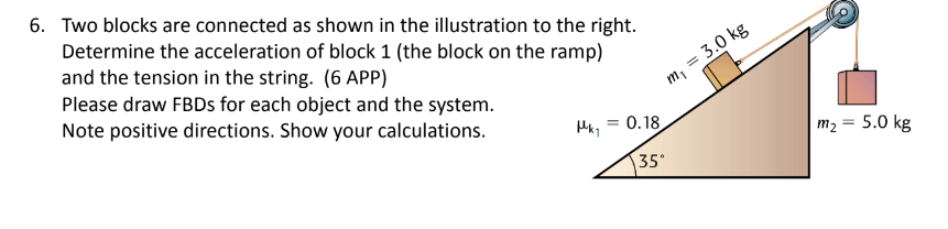 Solved 6. Two blocks are connected as shown in the | Chegg.com