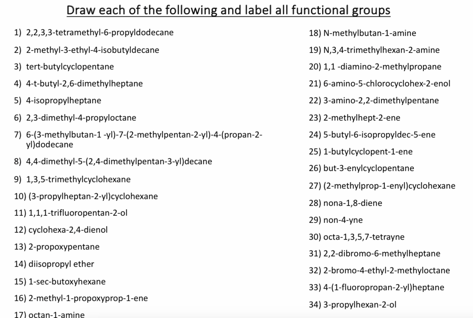 Solved Draw each of the following and label all functional | Chegg.com