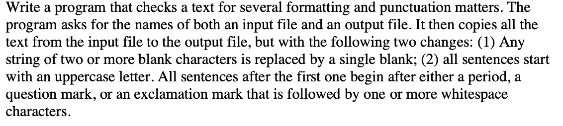 Solved Write a program that checks a text for several | Chegg.com Solved Write a program that checks a text for several | Chegg.com
