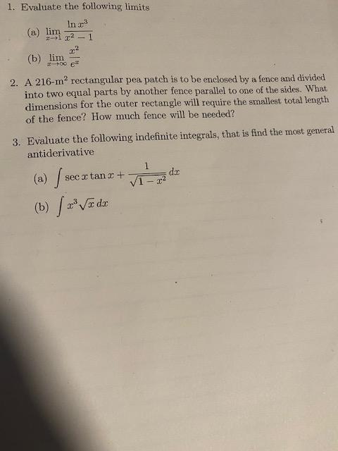 Solved 1. Evaluate the following limits Inc (a) lim 2-1 2-1 | Chegg.com