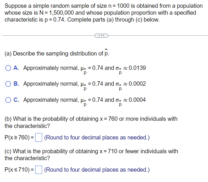 Suppose a simple random sample of size n=1000 is | Chegg.com