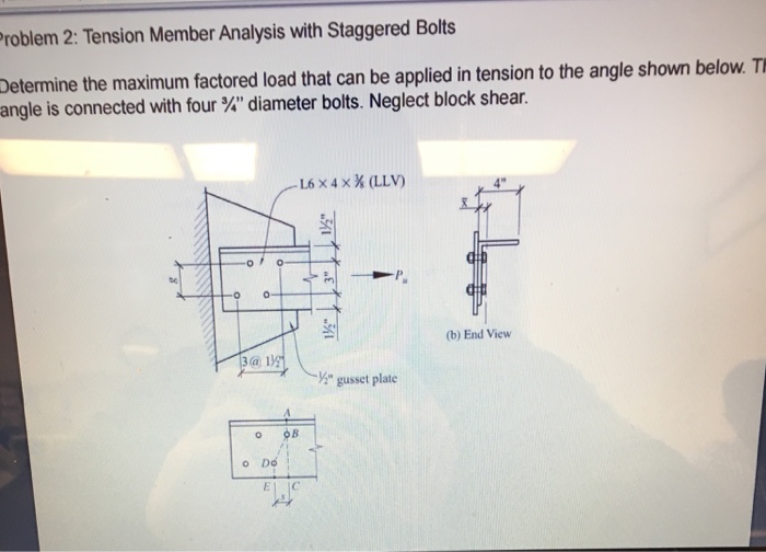 Solved Tension Member Analysis with Staggered Bolts | Chegg.com