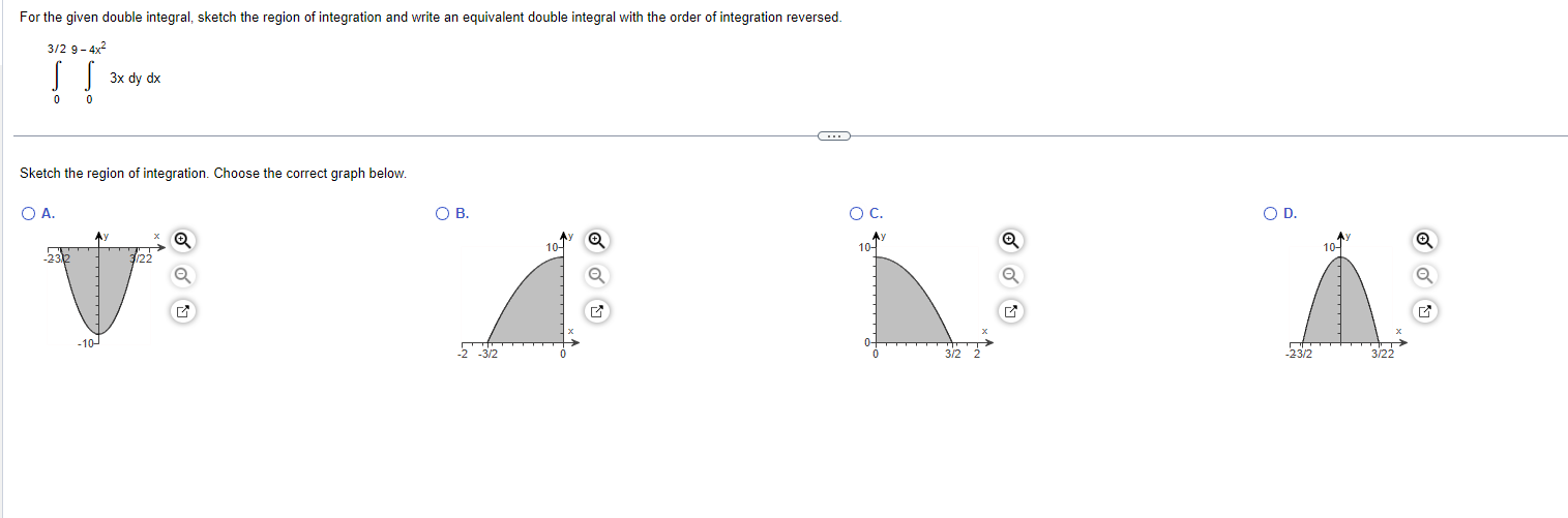 Solved For the given double integral, sketch the region of | Chegg.com