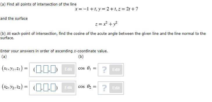 Solved (a) Find all points of intersection of the line x= | Chegg.com