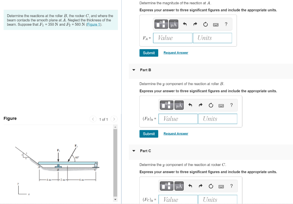 Solved Determine the magnitude of the reaction at A. Express | Chegg.com