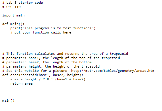 Solved Objectives: • calling an existing function • writing | Chegg.com