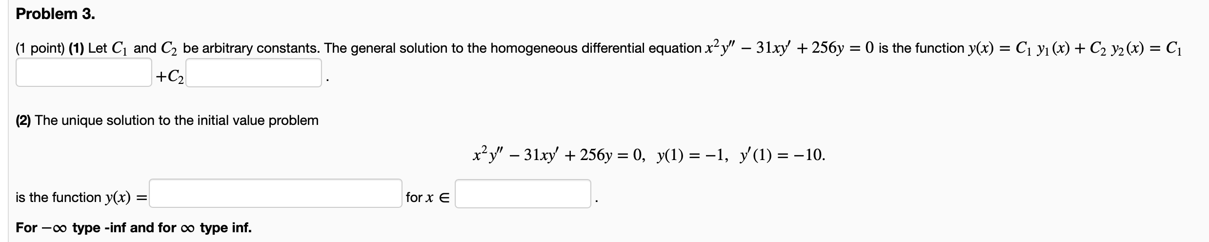 Solved (1) Let C1 C 1 and C2 C 2 be arbitrary constants. The | Chegg.com