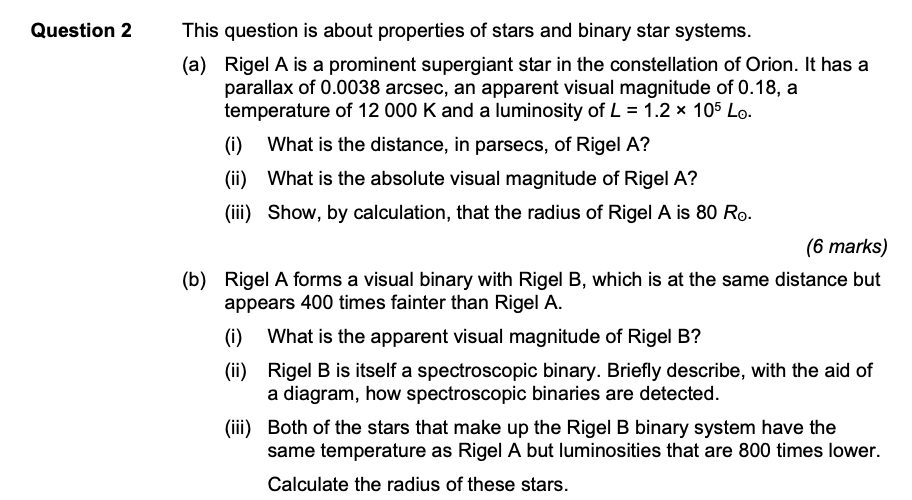 Solved Question 2 This question is about properties of stars | Chegg.com