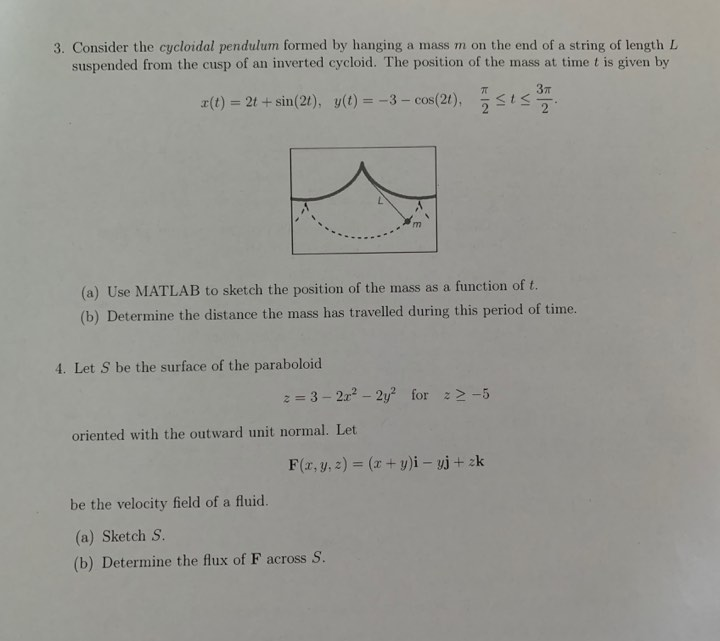 Solved 3. Consider the cycloidal pendulum formed by hanging | Chegg.com