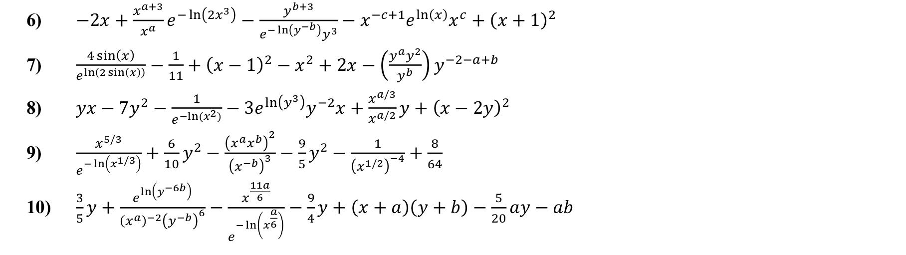 Solved PART I. Working with Exponents, Combining Like Terms, | Chegg.com