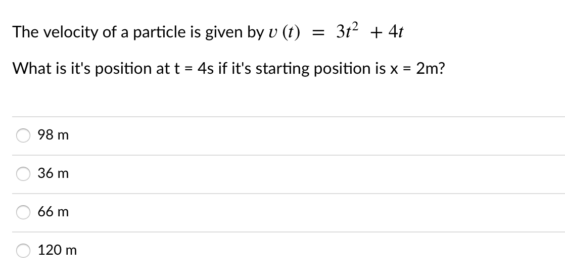 Solved The velocity of a particle is given by v (t) = 3t2 + | Chegg.com