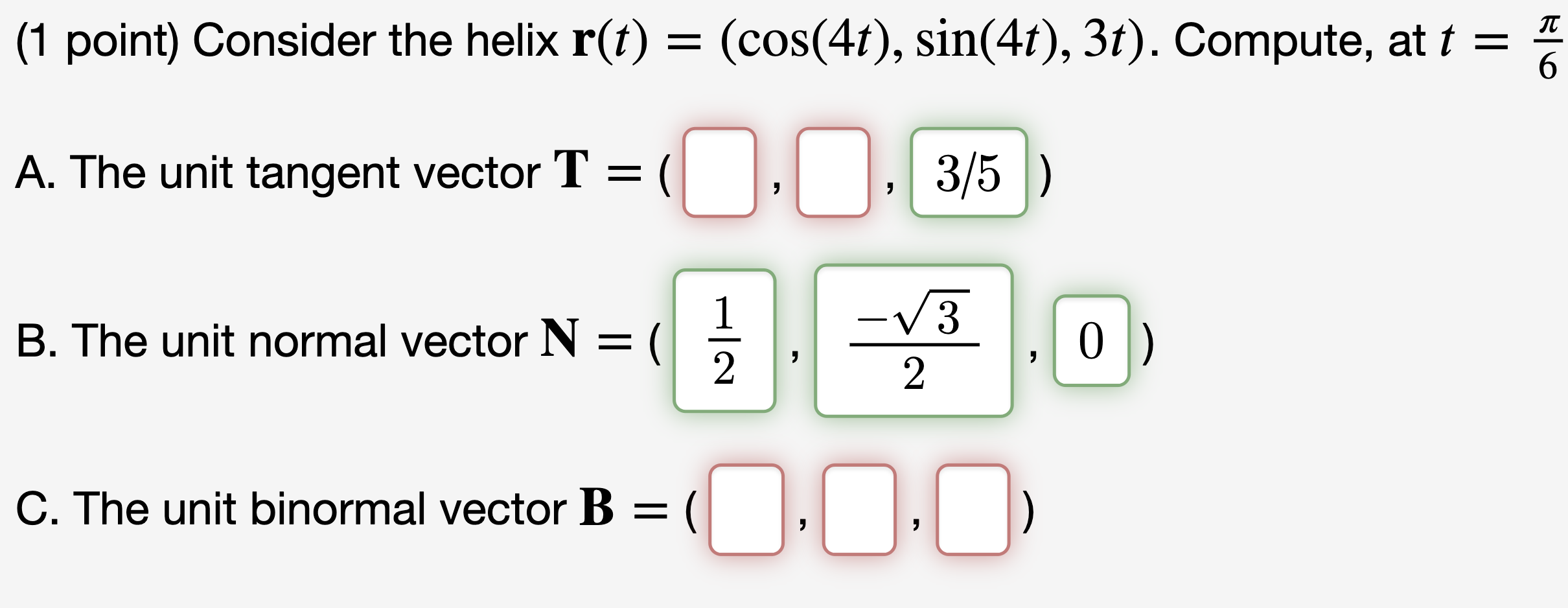 Solved (1 point) Consider the helix | Chegg.com