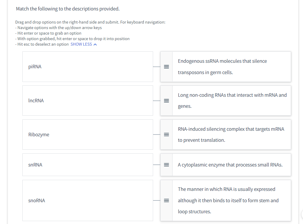 Solved Match The Following To The Descriptions Provided