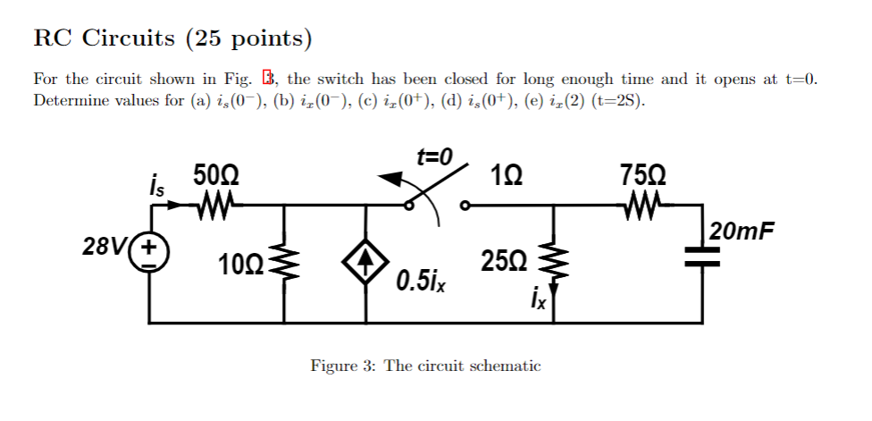Solved RC Circuits (25 points) For the circuit shown in Fig. | Chegg.com