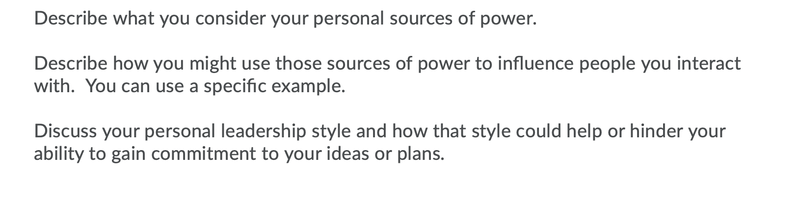 Solved Describe what you consider your personal sources of | Chegg.com