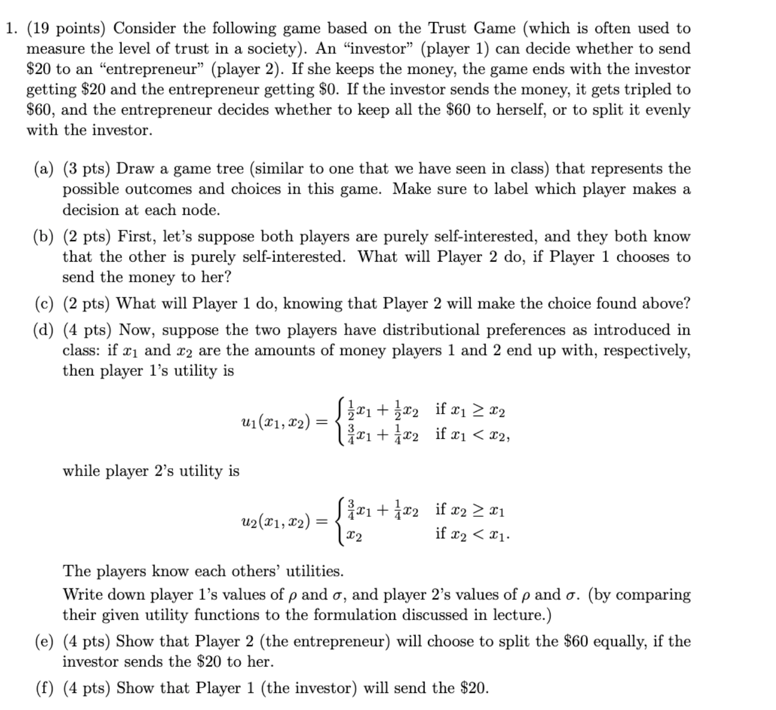 Solved (19 points) Consider the following game based on the | Chegg.com