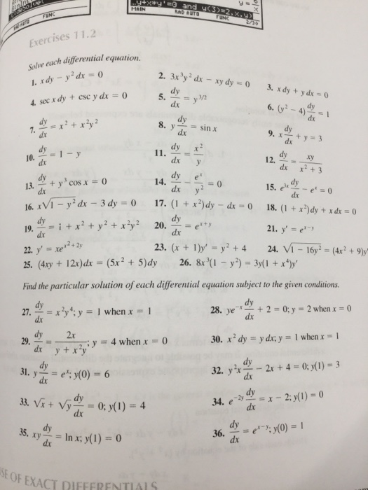 Solved Solve each differential equation. 1. x dy - y^2 dx = | Chegg.com ... Solved Solve each differential equation. 1. x dy - y^2 dx = | Chegg.com ...