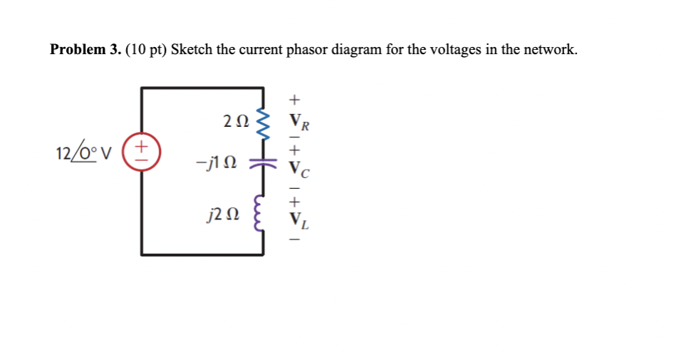 Solved Problem 3. (10pt) Sketch the current phasor diagram | Chegg.com
