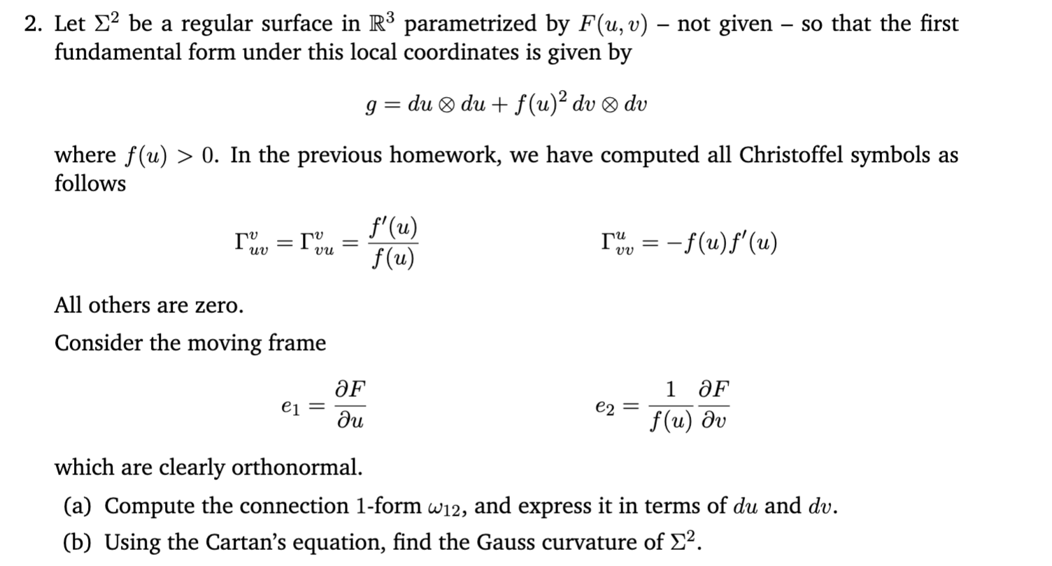 Solved Let Σ2 be ﻿a regular surface in R3 ﻿parametrized | Chegg.com