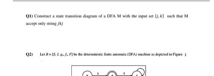 Solved Q1) Construct a state transition diagram of a DFA M | Chegg.com