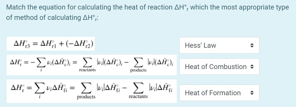 Solved Match the equation for calculating the heat of | Chegg.com