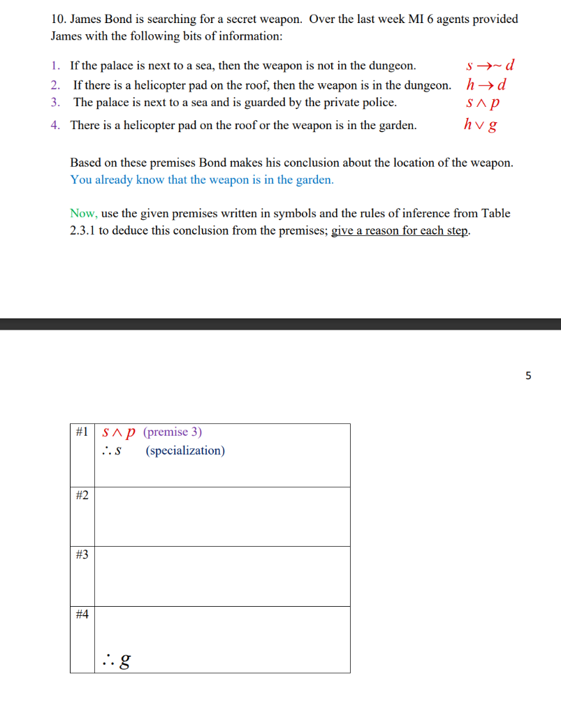 Solved Table 2.3.1 Valid Argument Forms Modus Ponens P→9 | Chegg.com