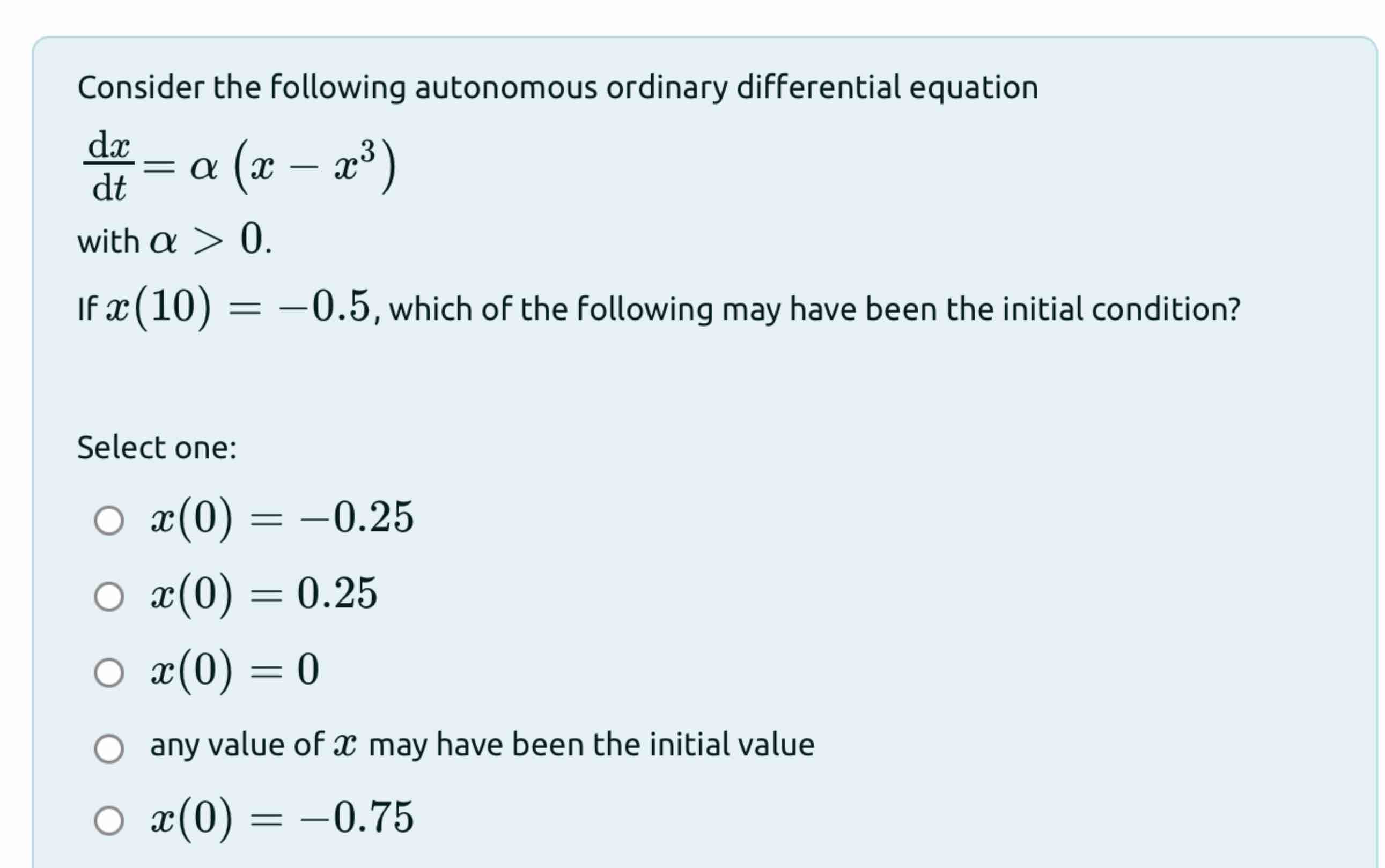 Consider The Following Autonomous Ordinary