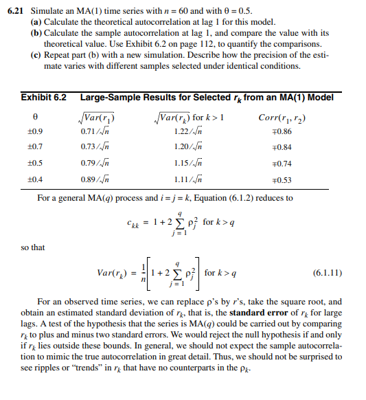 Solved 21 Simulate an MA(1) time series with n=60 and with | Chegg.com