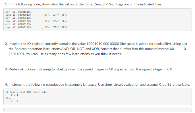 Solved 1. In the following code, show what the values of the | Chegg.com