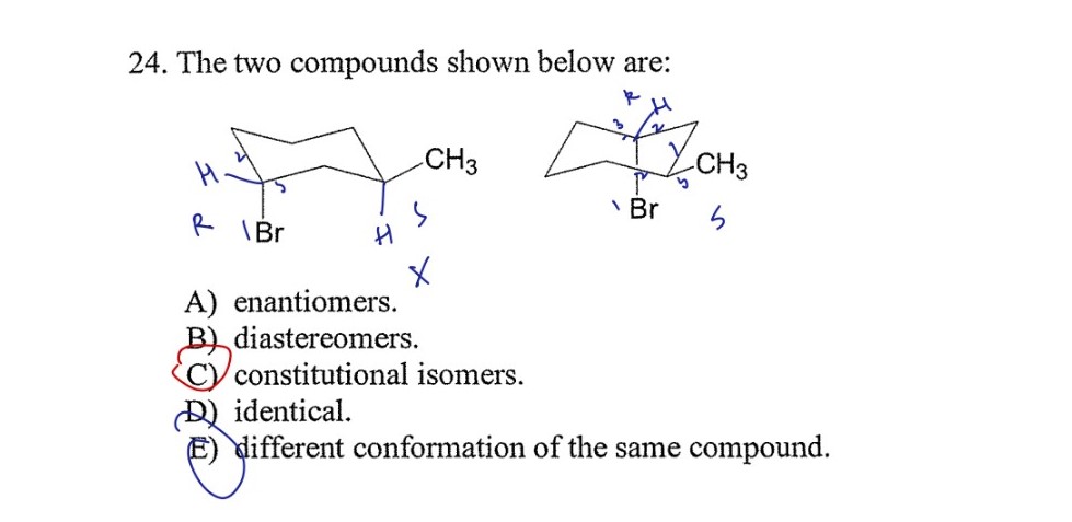 Solved 24. ﻿The two compounds shown below are:A) | Chegg.com