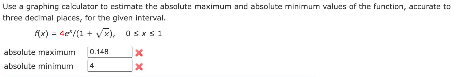 Solved Use a graphing calculator to estimate the absolute | Chegg.com