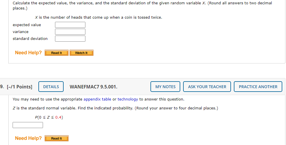 Solved Calculate The Expected Value The Variance And The