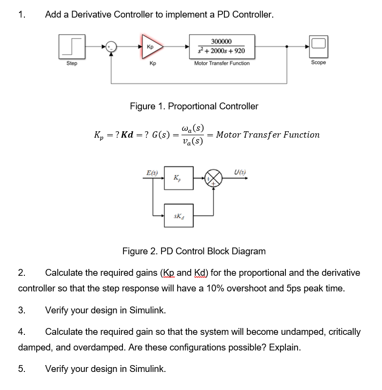 Solved 1. Add a Derivative Controller to implement a PD | Chegg.com
