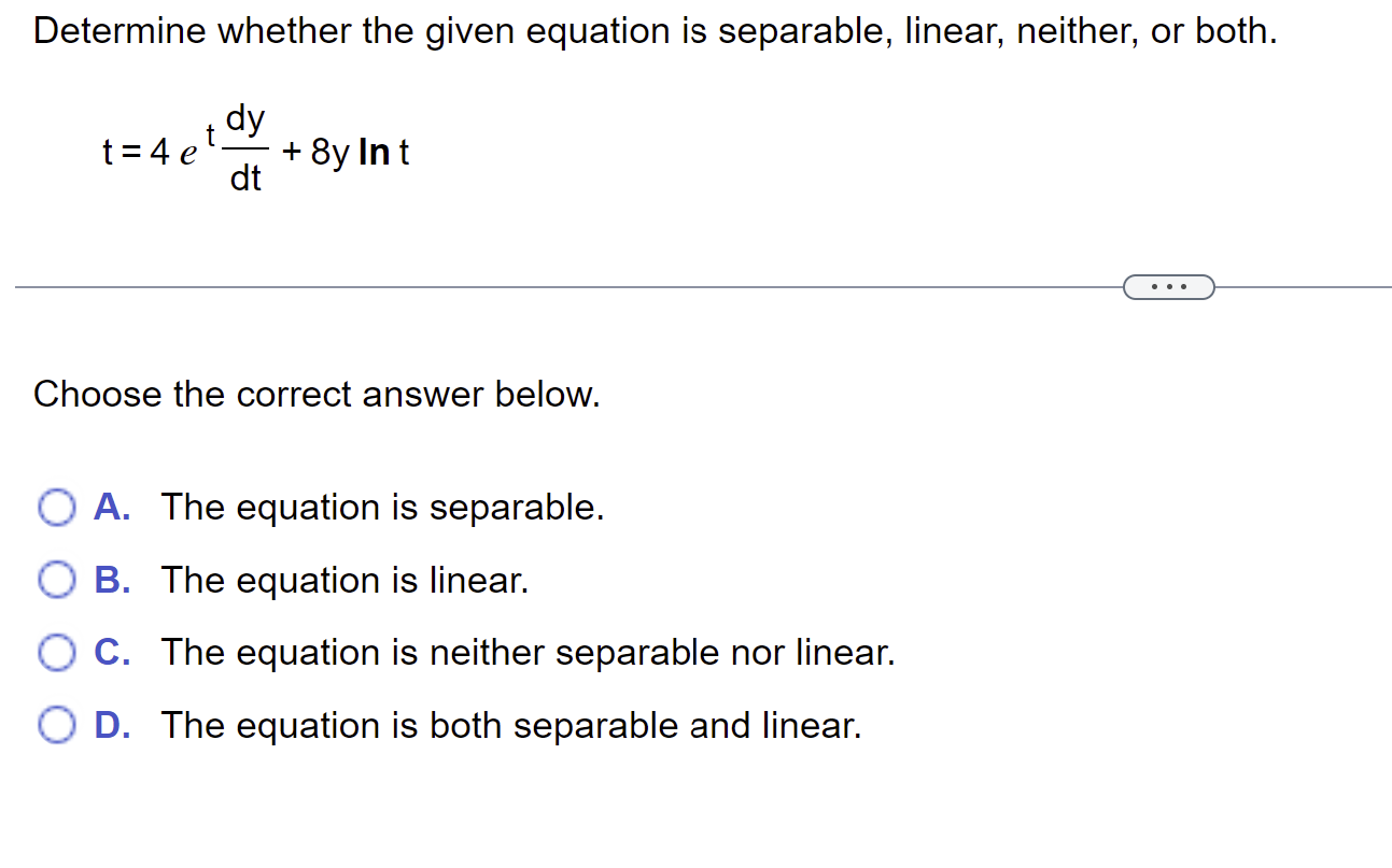 Solved Determine whether the given equation is separable, | Chegg.com