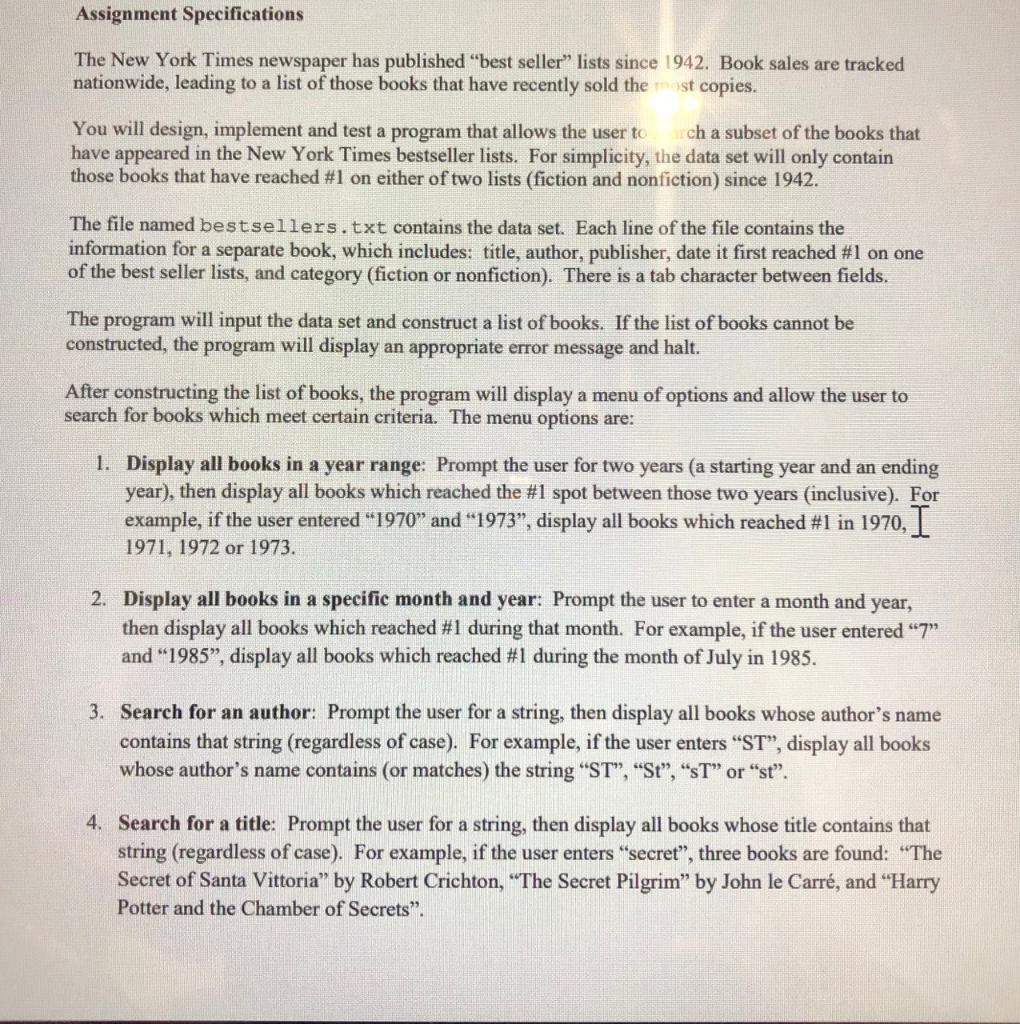 Solved Assignment Specifications The New York Times | Chegg.com