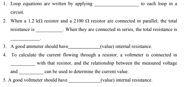 Solved 1. Loop equations are written by applying to each | Chegg.com
