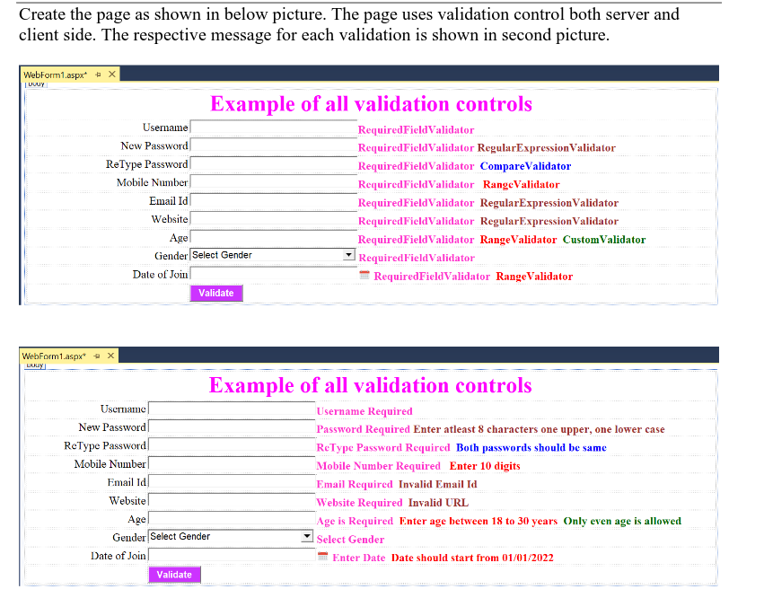 Solved Create the page as shown in below picture. The page | Chegg.com