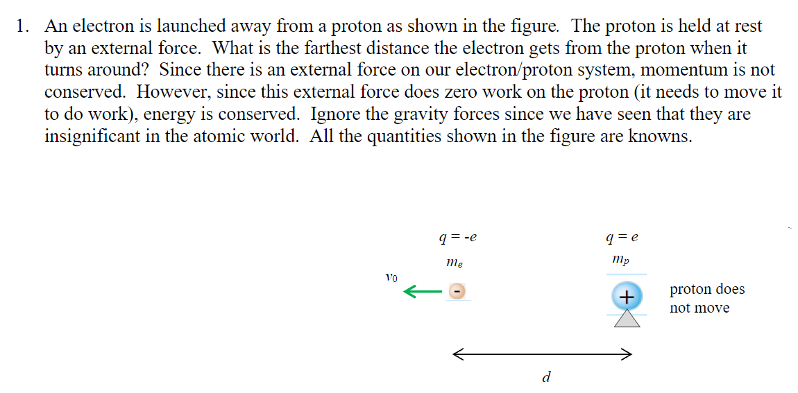 Solved 1. An electron is launched away from a proton as | Chegg.com