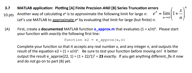 Solved 3 7 Matlab Application Plotting A Finite Precision