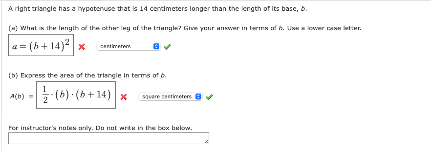 Solved A right triangle has a hypotenuse that is 14 | Chegg.com